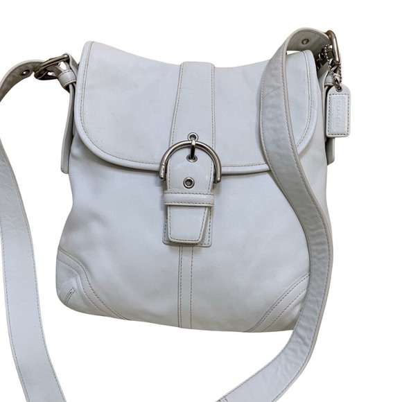 Coach | Bags | Coach Soho Vintage White Leather Buckle Flap Convertible ...